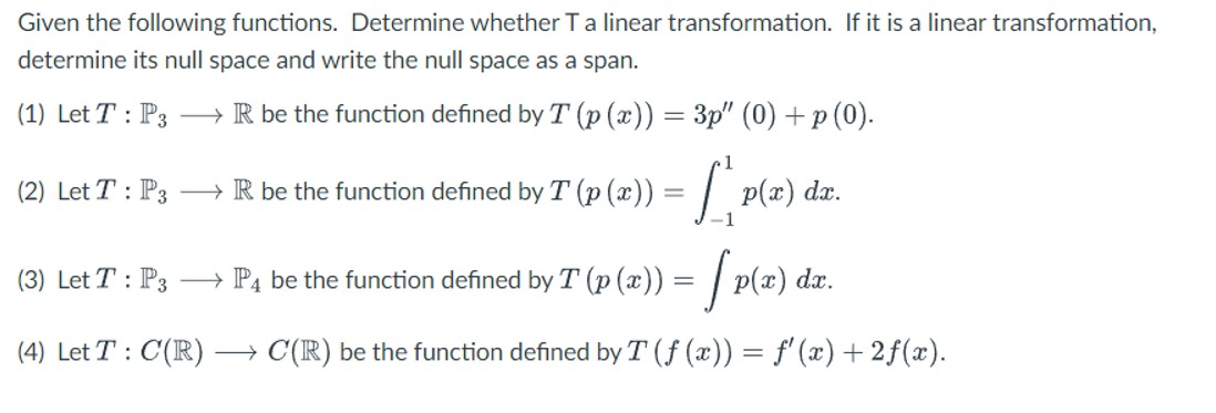 Solved Given the following functions. Determine whether T ﻿a | Chegg.com