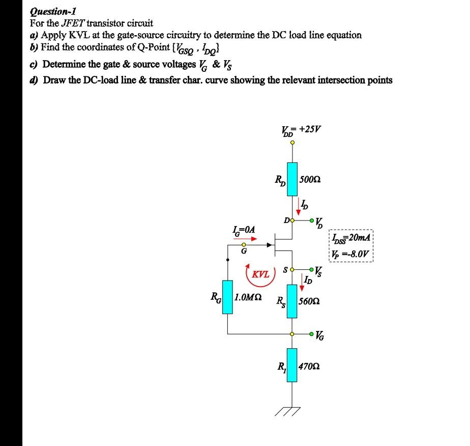 Solved Question-1 For the JFET transistor circuit a) Apply | Chegg.com