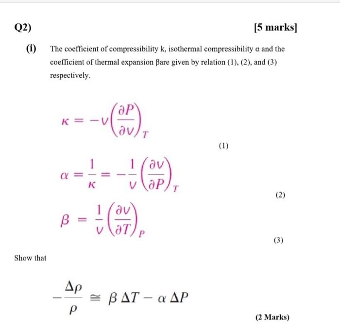Solved Q2) (5 marks] (i) The coefficient of compressibility | Chegg.com