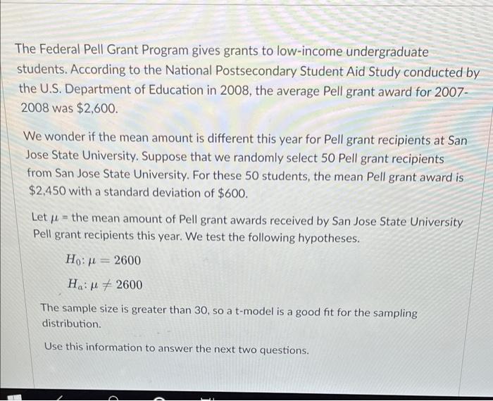 Solved The Federal Pell Grant Program gives grants to | Chegg.com