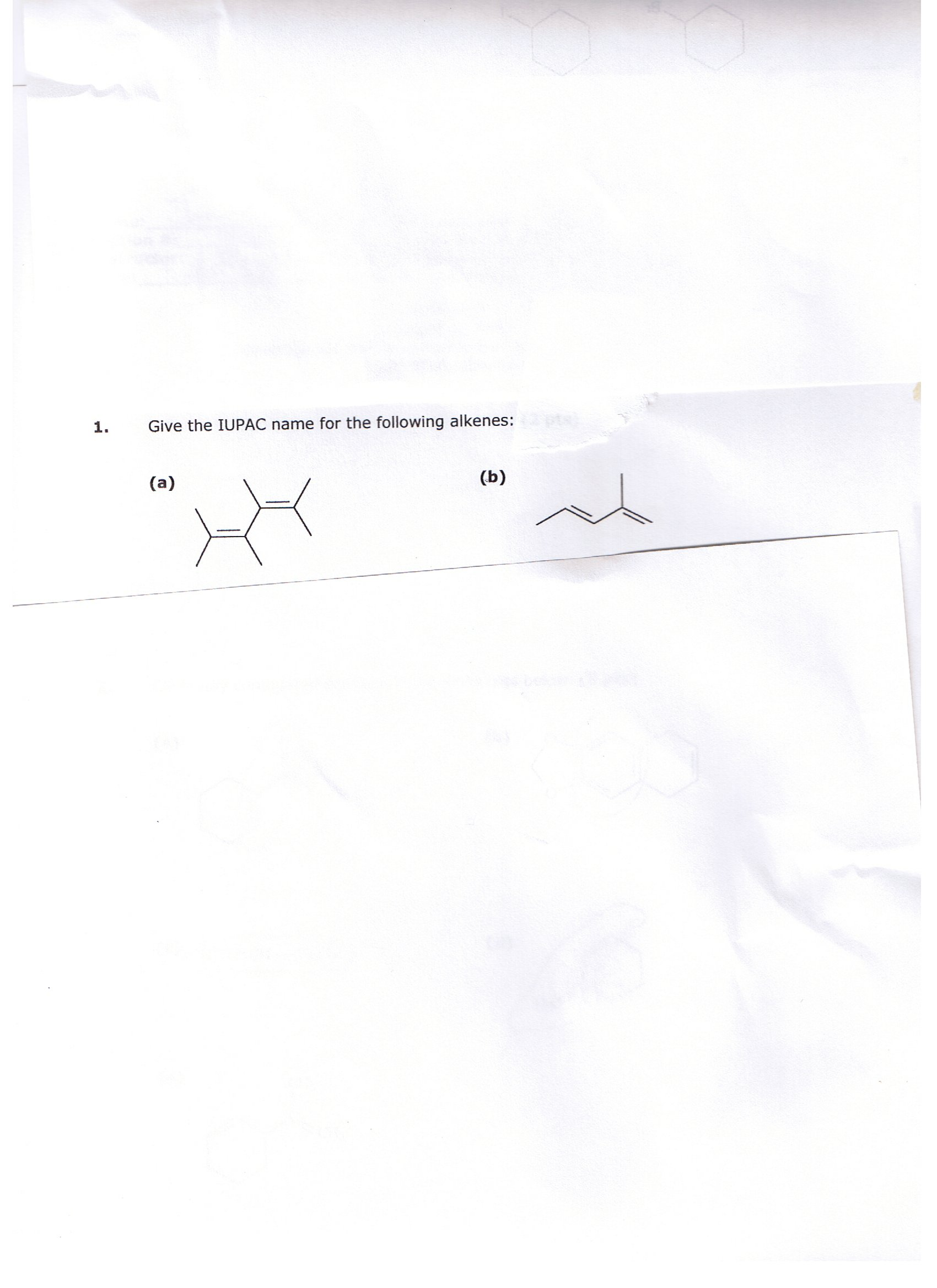 Solved Give the IUPAC name for the following alkenes: | Chegg.com
