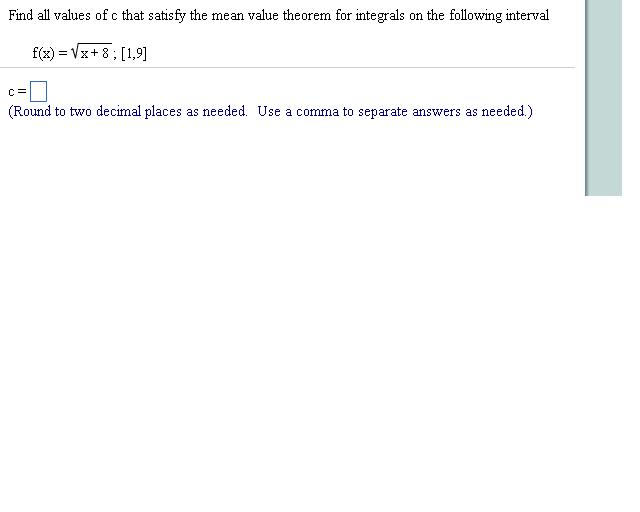Solved Find all values of c that satisfy the mean value | Chegg.com