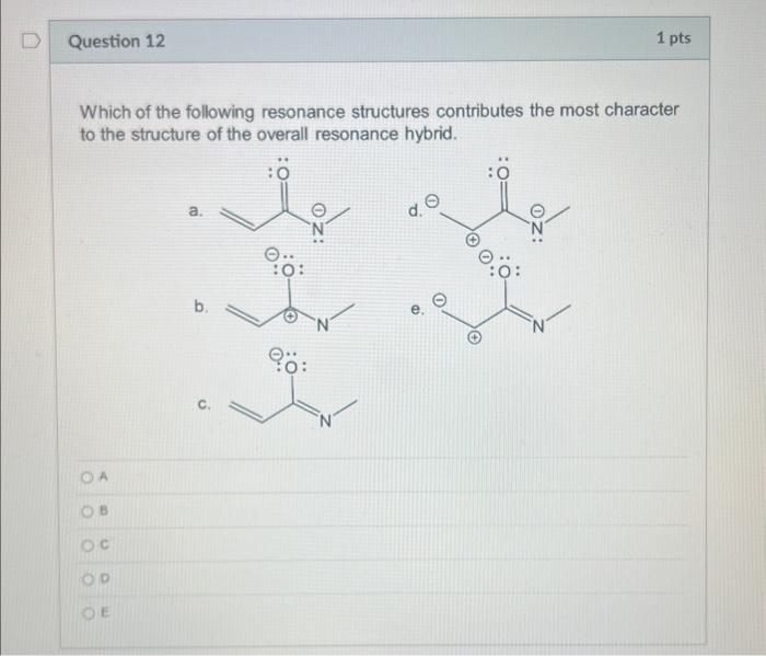 Solved Which of the following resonance structures | Chegg.com