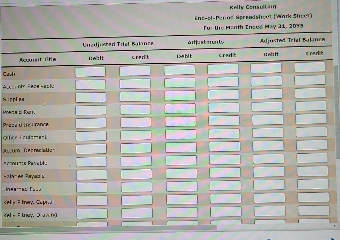 Solved Comprehensive Problem 1 Part 5: Work Sheet The | Chegg.com