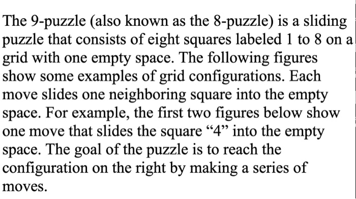 The 9-puzzle (also known as the 8-puzzle) is a | Chegg.com