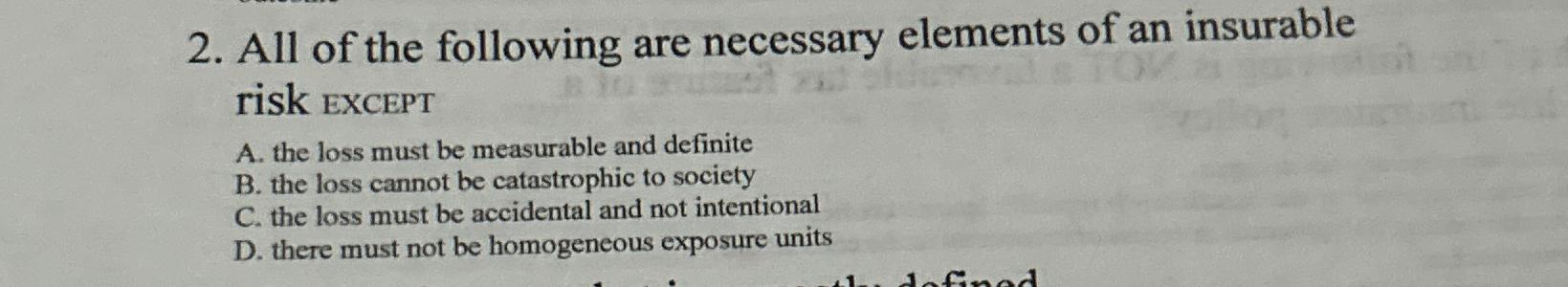 Solved All of the following are necessary elements of an | Chegg.com