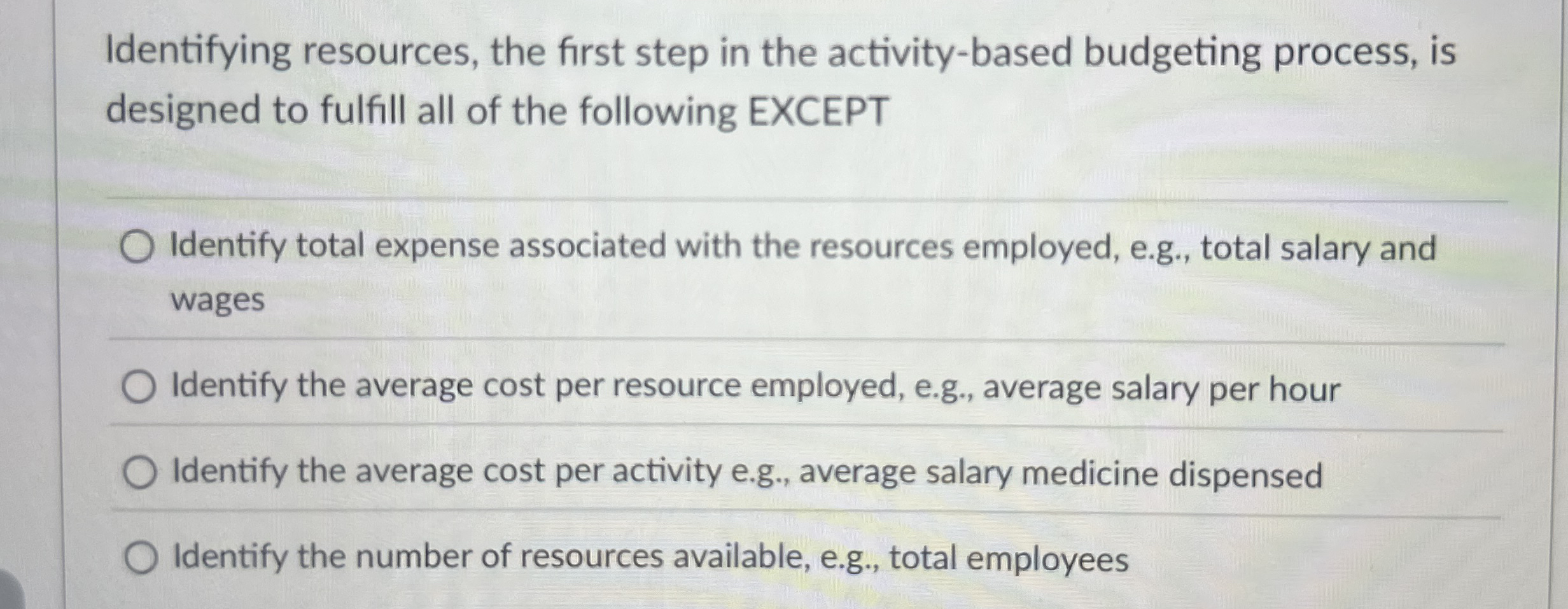 Solved Identifying resources, the first step in the | Chegg.com