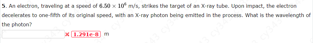 Solved An electron, traveling at a speed of 6.50×106ms, | Chegg.com