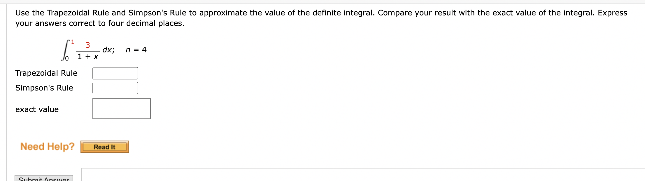 Solved Use the Trapezoidal Rule and Simpson's Rule to | Chegg.com