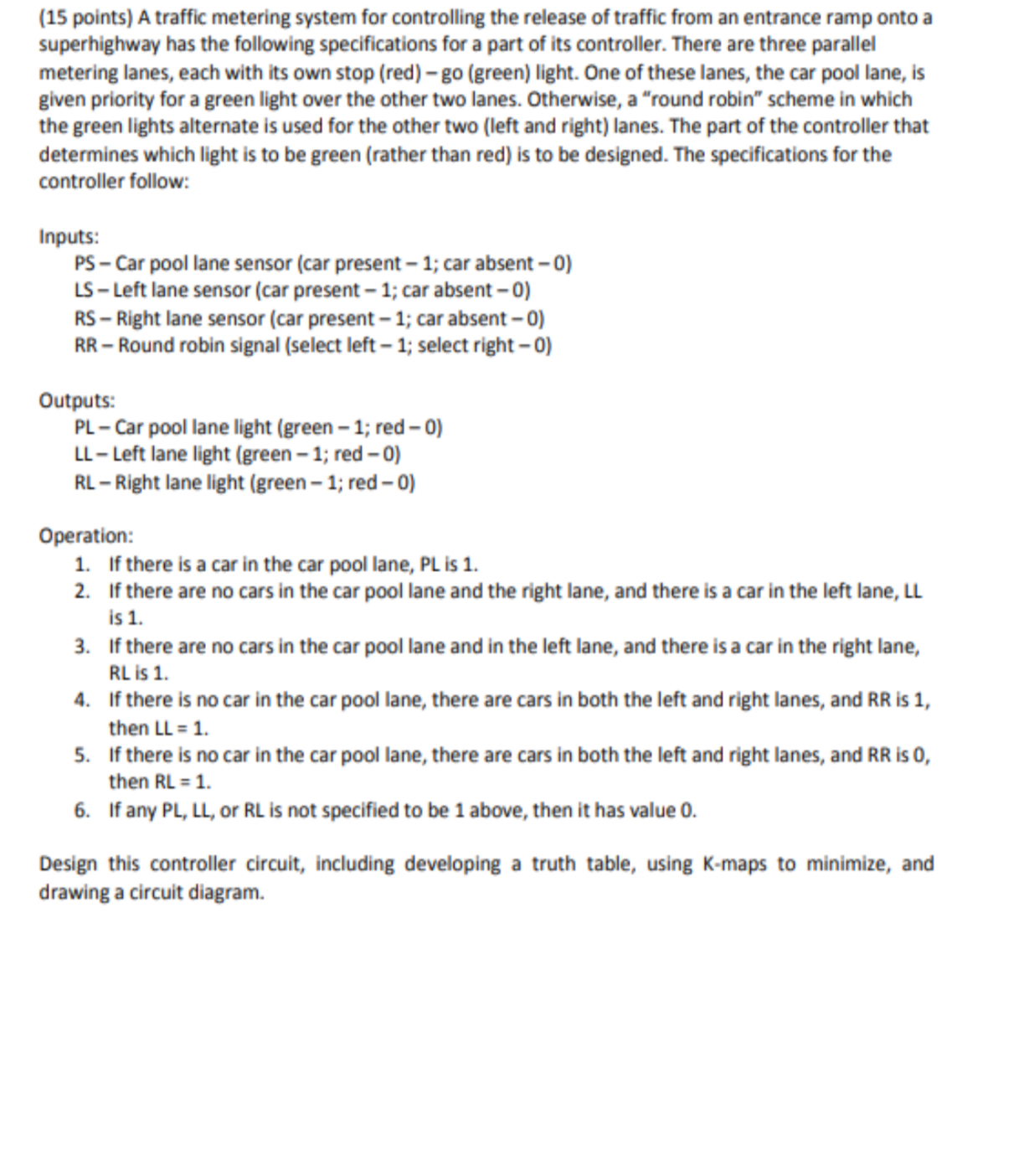 Solved Traffic lights circuit simulator(15 ﻿points) ﻿A | Chegg.com