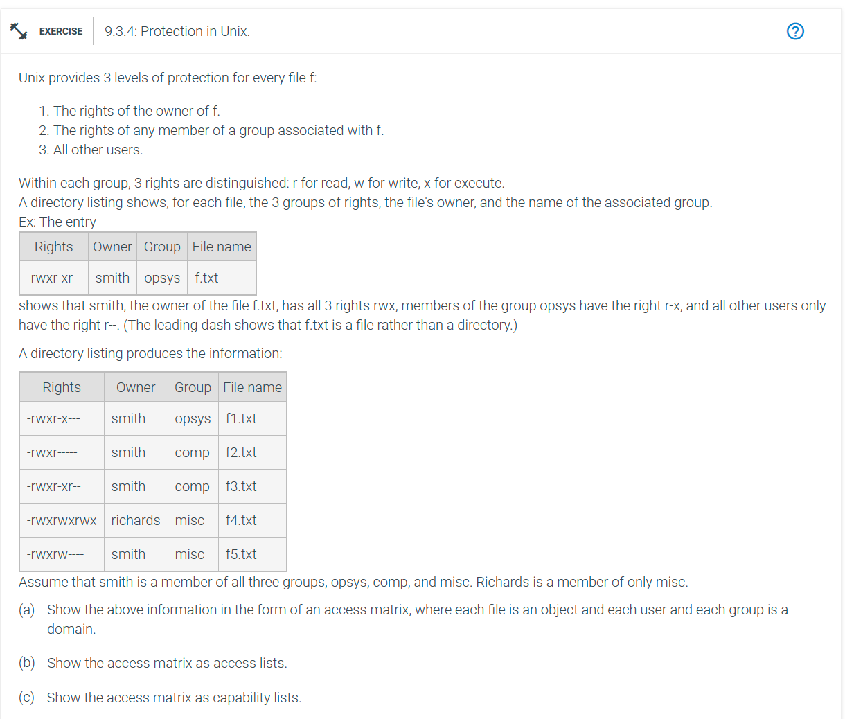 Unix provides 3 ﻿levels of protection for every file | Chegg.com