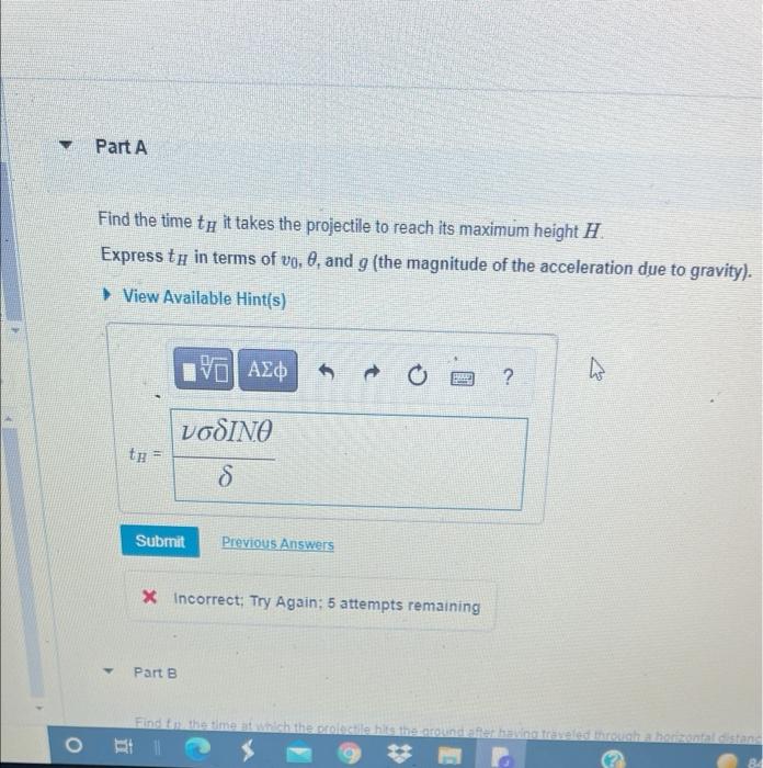 Solved Projectile Motion Tutorial Learning Goal: To | Chegg.com