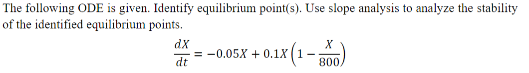 Solved The following ODE is given. Identify equilibrium | Chegg.com