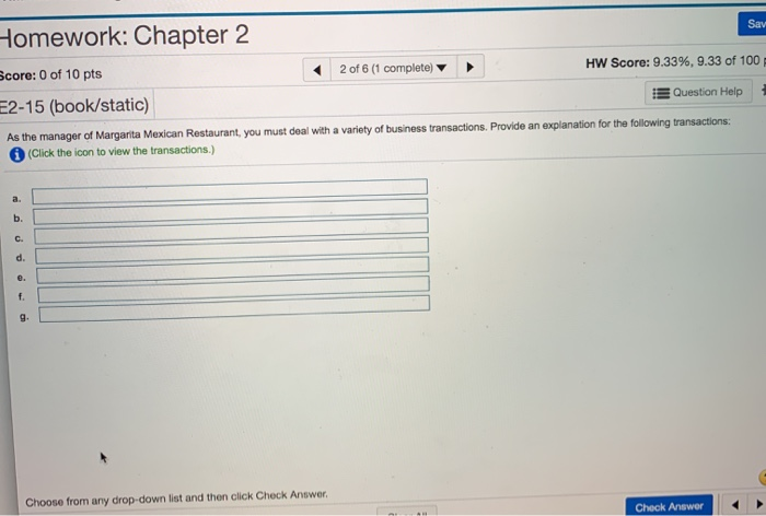 Homework: Chapter 2 2 of 6 (1 complete) HW Score: | Chegg.com