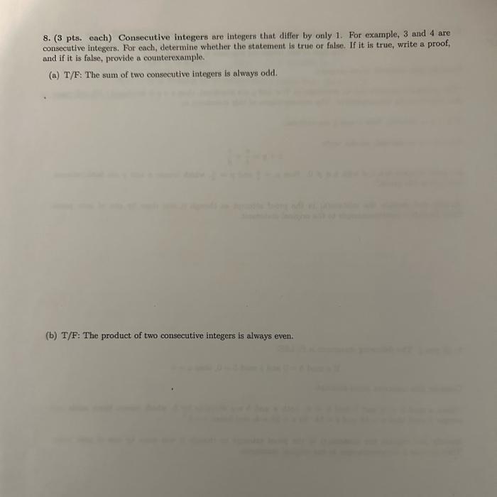Solved 8. (3 pts. each) Consecutive integers are integeris | Chegg.com