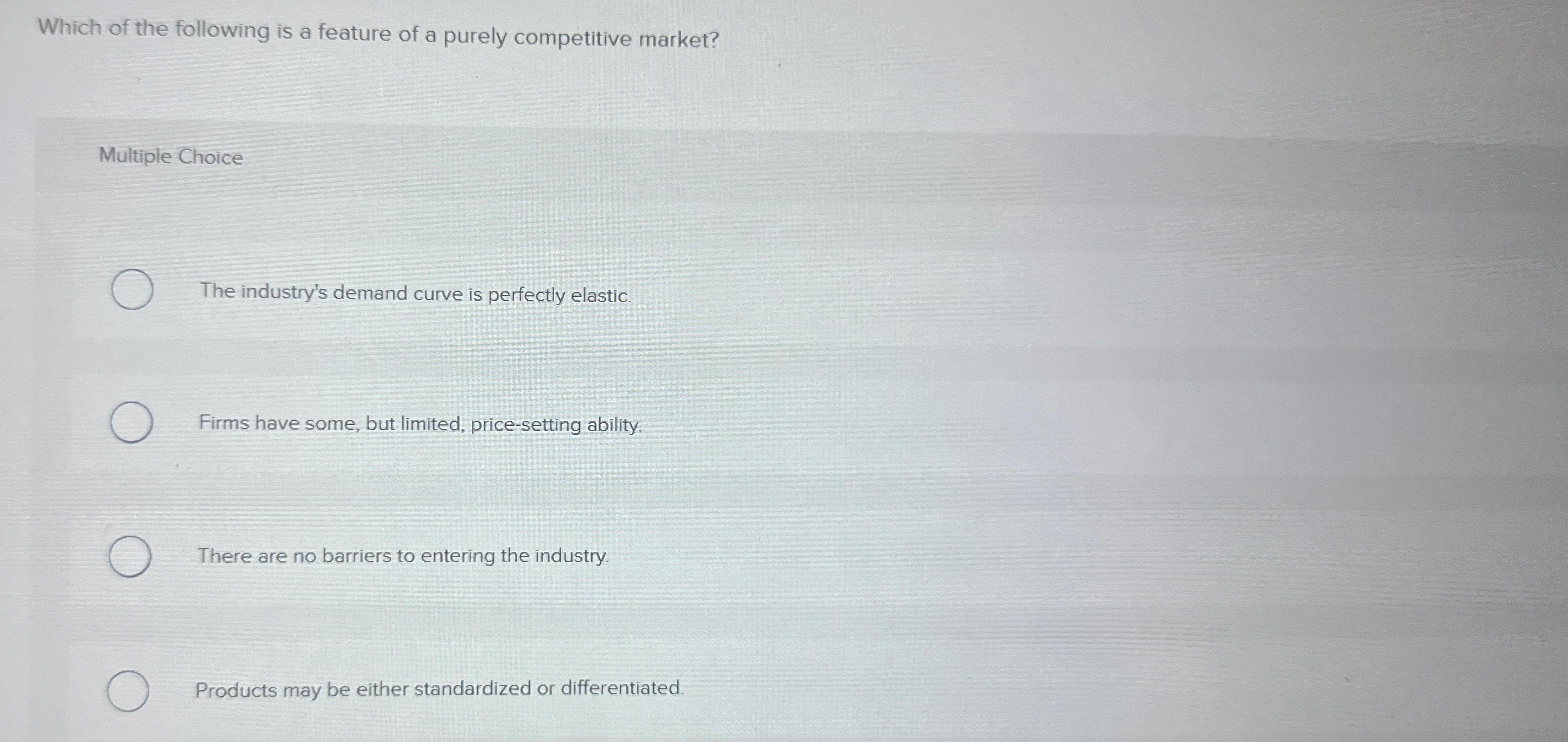 Solved Which of the following is a feature of a purely | Chegg.com