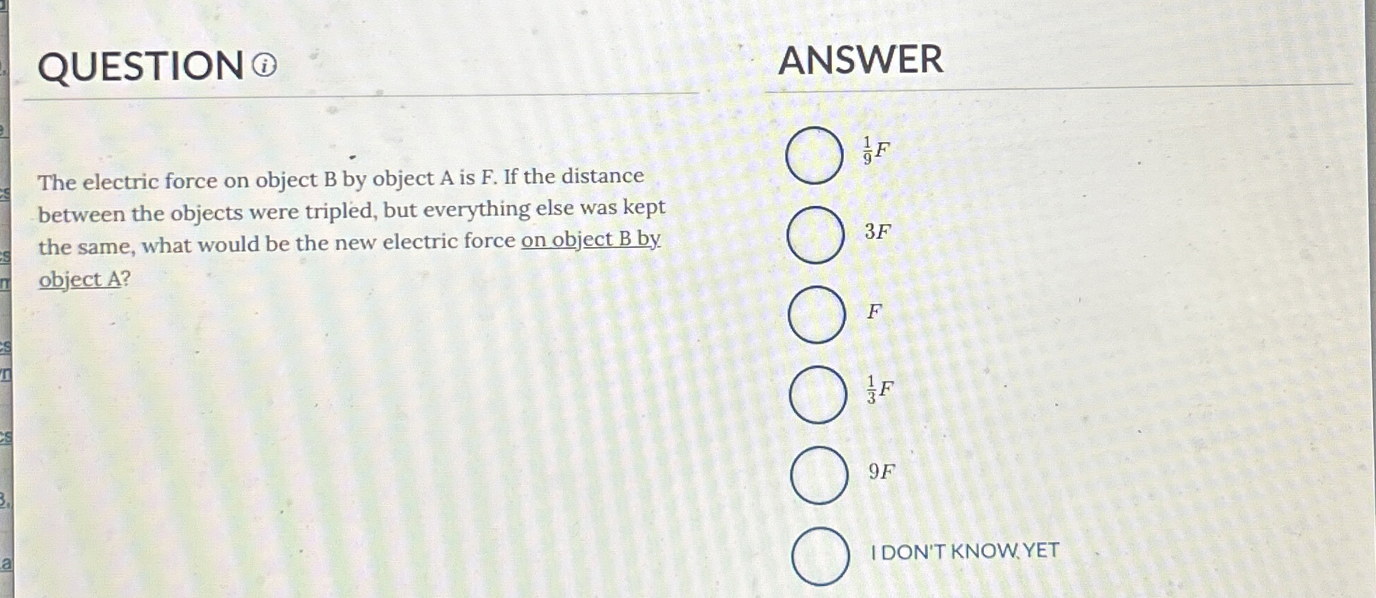 Solved QUESTION ?(i)The electric force on object B by object | Chegg.com
