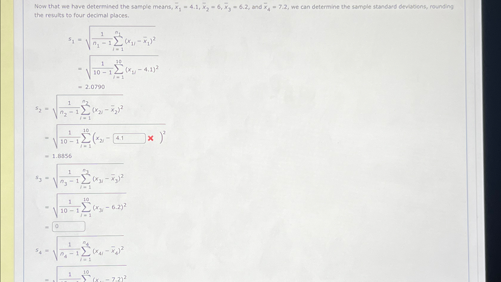 Now that we have determined the sample means, | Chegg.com