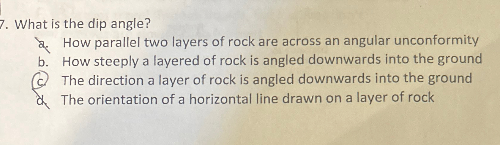 Solved What is the dip angle?How parallel two layers of rock | Chegg.com