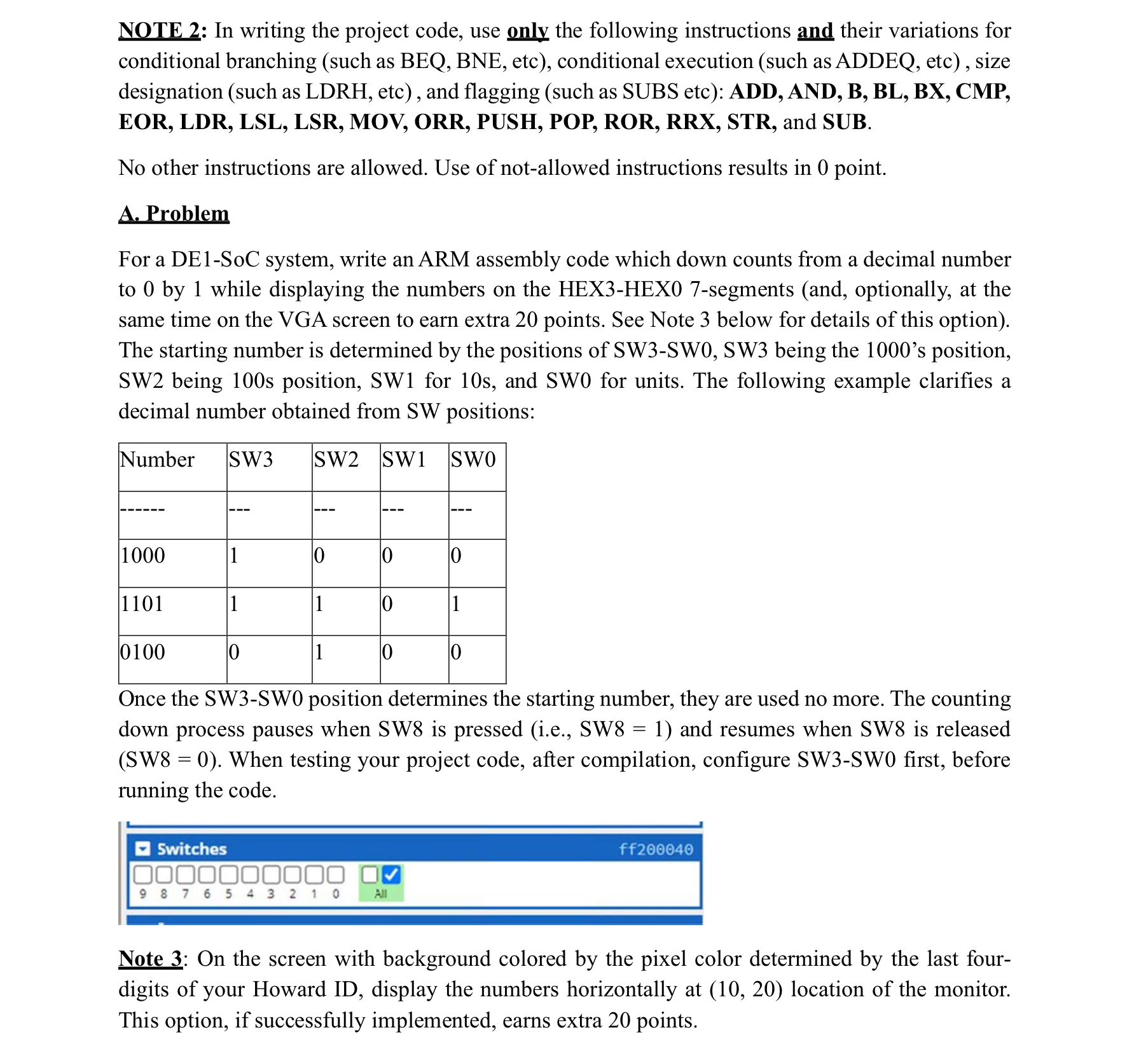 Solved NOTE 2: In writing the project code, use only the | Chegg.com