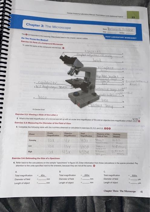 23 Chapter 3: The Microscope POST LABORATYWNE The www | Chegg.com