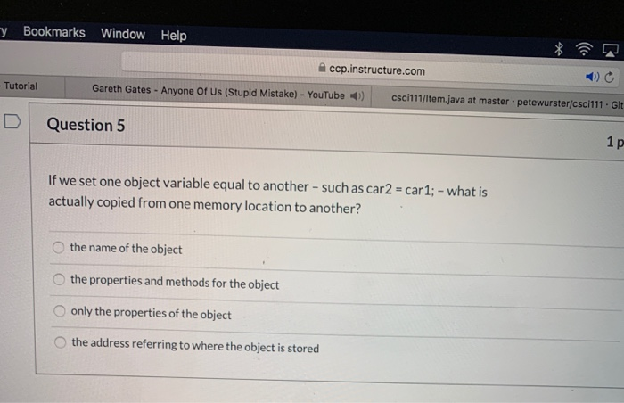 Solved y Bookmarks Window Help » Г ccp.instructure.com | Chegg.com