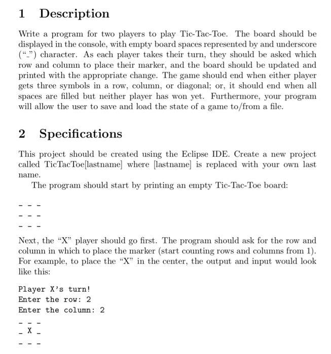 Solved 1 Description Write a program for two players to play | Chegg.com
