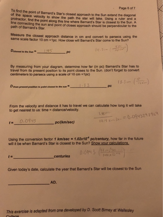 Page 1 of 7 Group Members: Proper Motion of a Star In | Chegg.com