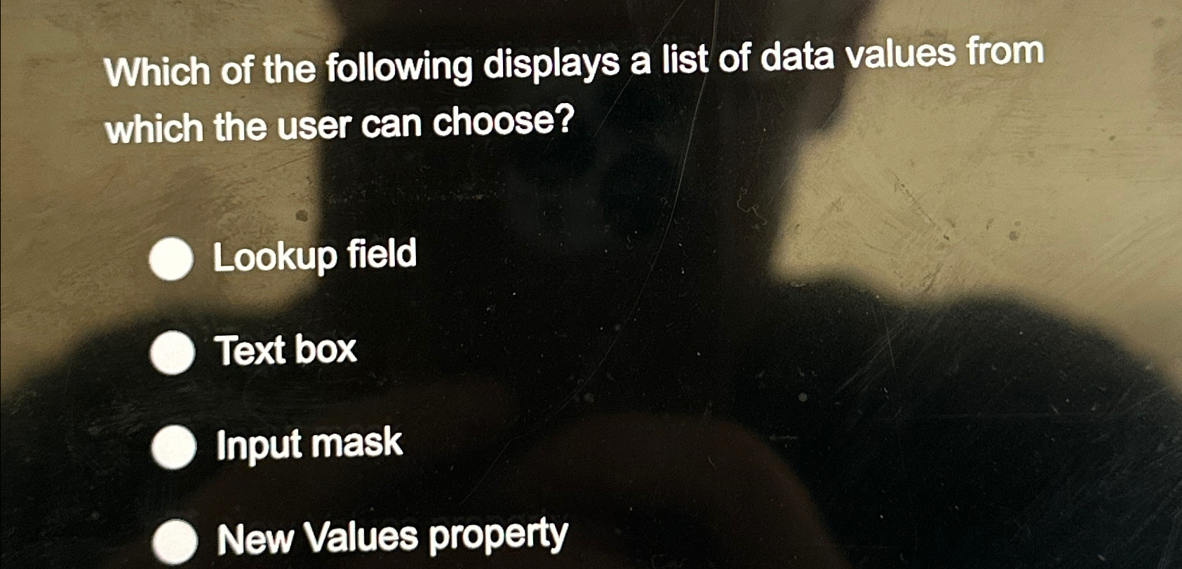 Solved Which of the following displays a list of data values | Chegg.com