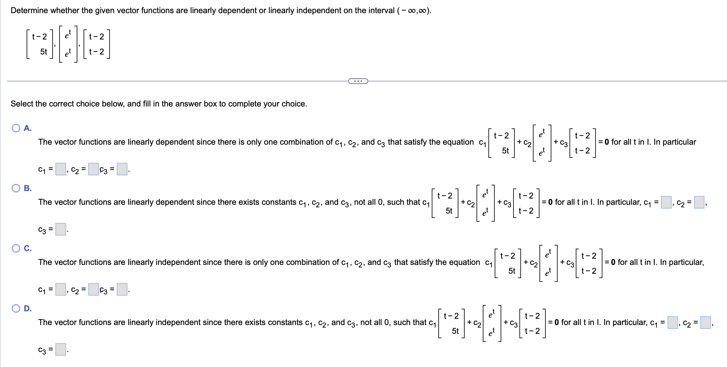Solved Determine whether the given vector functions are | Chegg.com