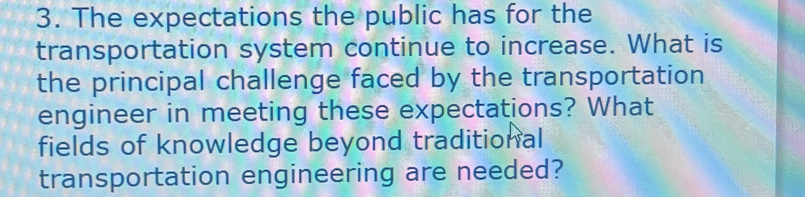 Solved The expectations the public has for the | Chegg.com