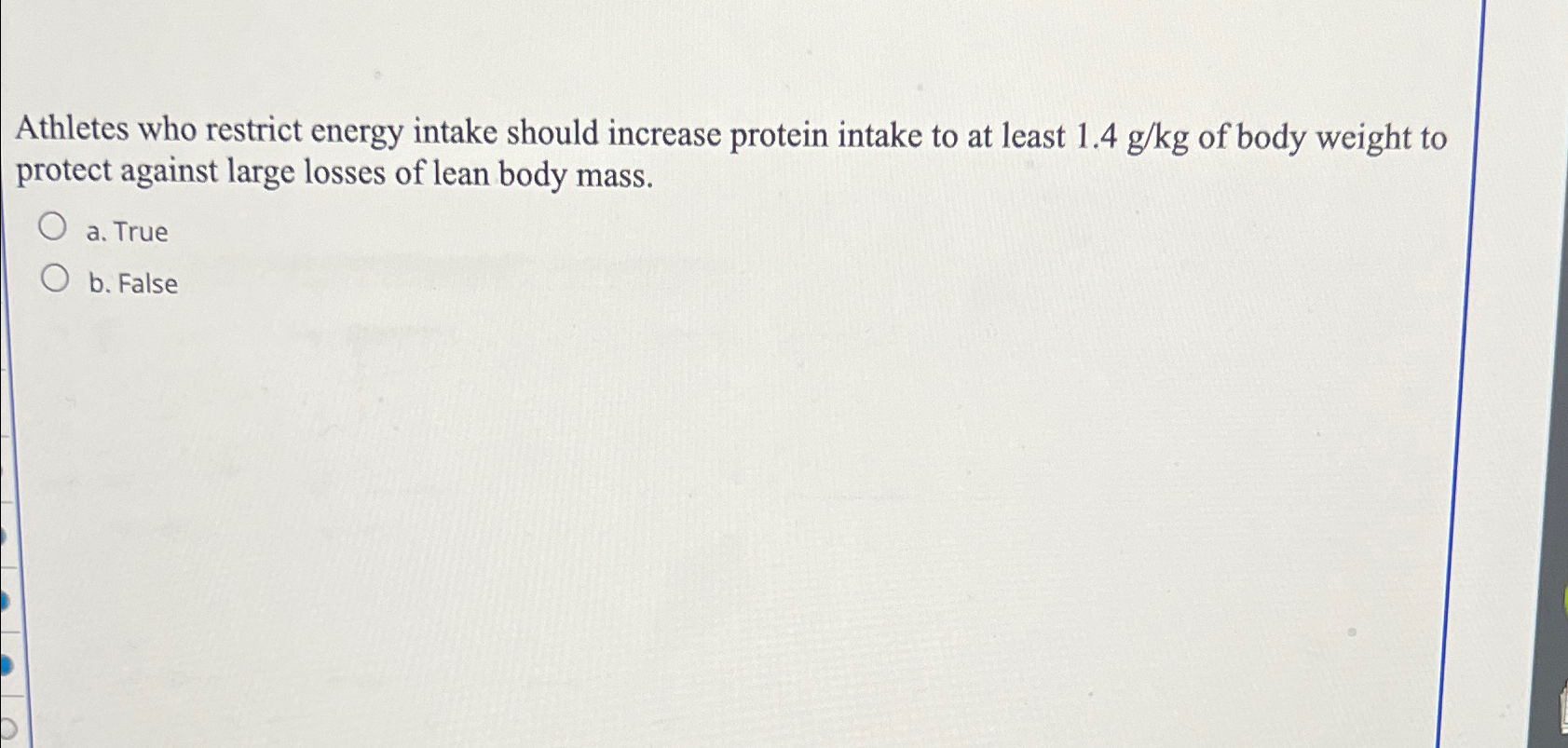 Solved Athletes who restrict energy intake should increase | Chegg.com