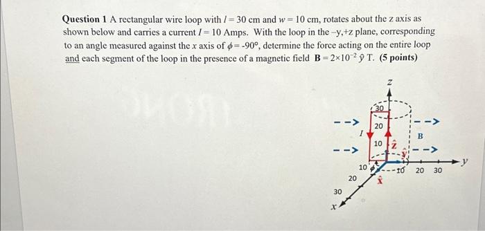 Solved Question 1 A rectangular wire loop with l=30 cm and | Chegg.com