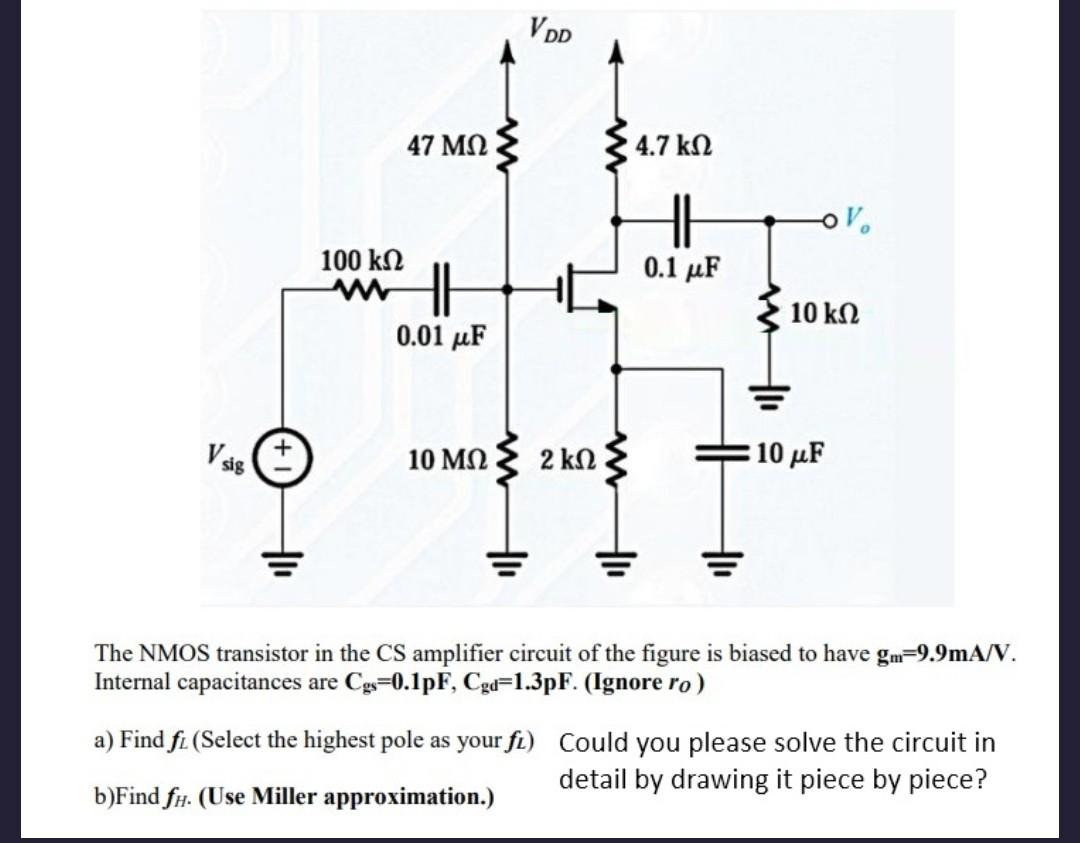 Solved The NMOS transistor in the CS amplifier circuit of | Chegg.com
