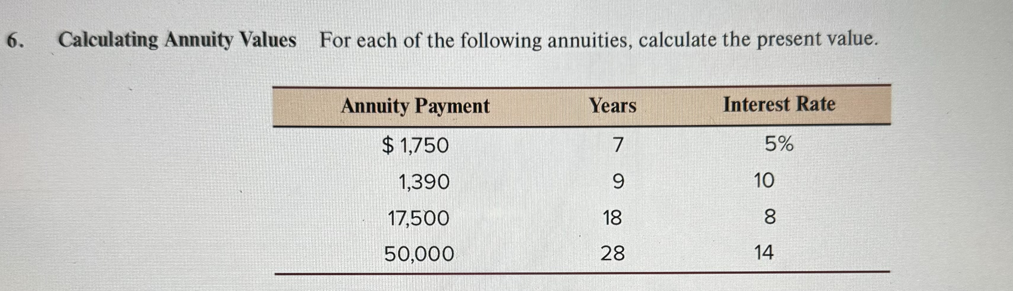 Solved Calculating Annuity Values For Each Of The Following