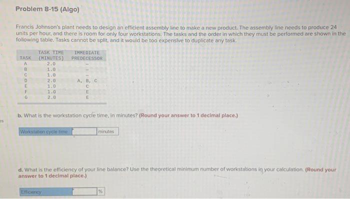 Solved Francis Johnson's plant needs to design an efficient | Chegg.com