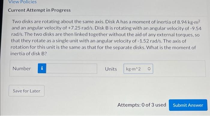 Solved View Policies Current Attempt in Progress Two disks | Chegg.com