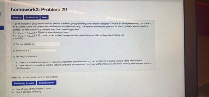 Solved 1 homework2: Problem 20 Previous Probiem List Nest | Chegg.com