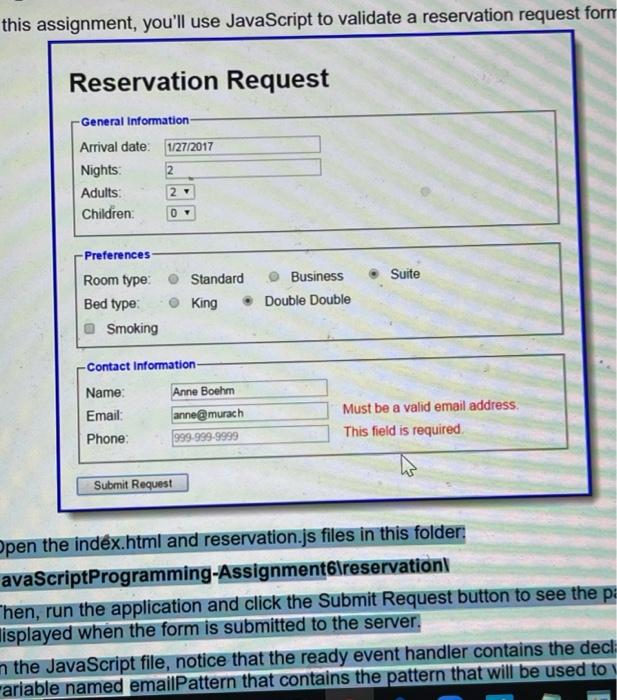 Solved this assignment, you'll use JavaScript to validate a | Chegg.com