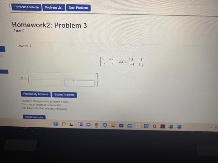 Solved Previous Problem Problem List Next Problem Homework2: | Chegg.com