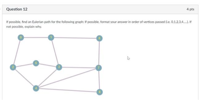 Solved If Possible Find An Eulerian Path For The Following