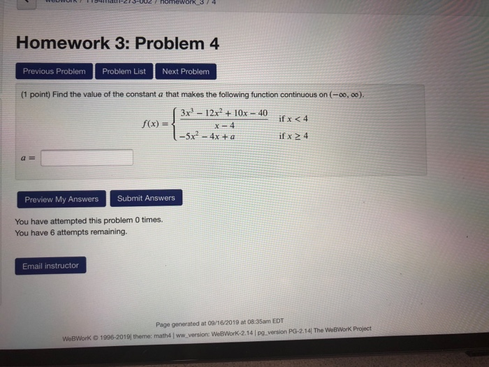 Solved Homework 3: Problem 1 Previous Problem Problem List | Chegg.com