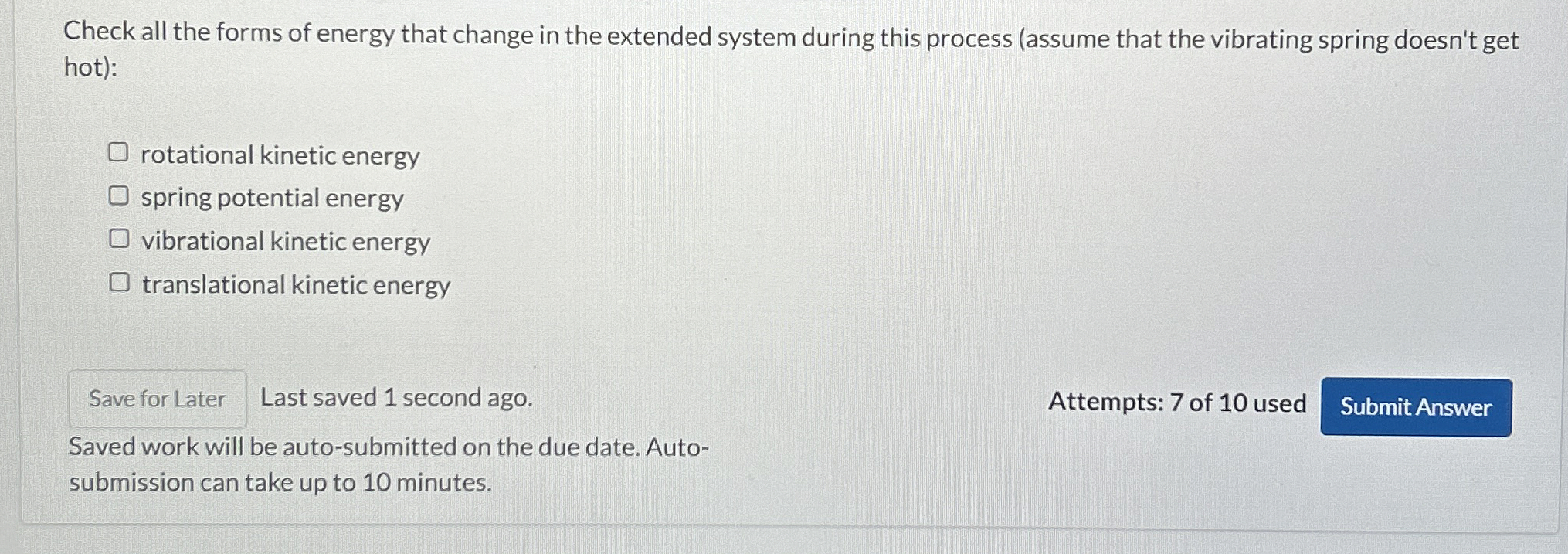 Solved Check all the forms of energy that change in the | Chegg.com