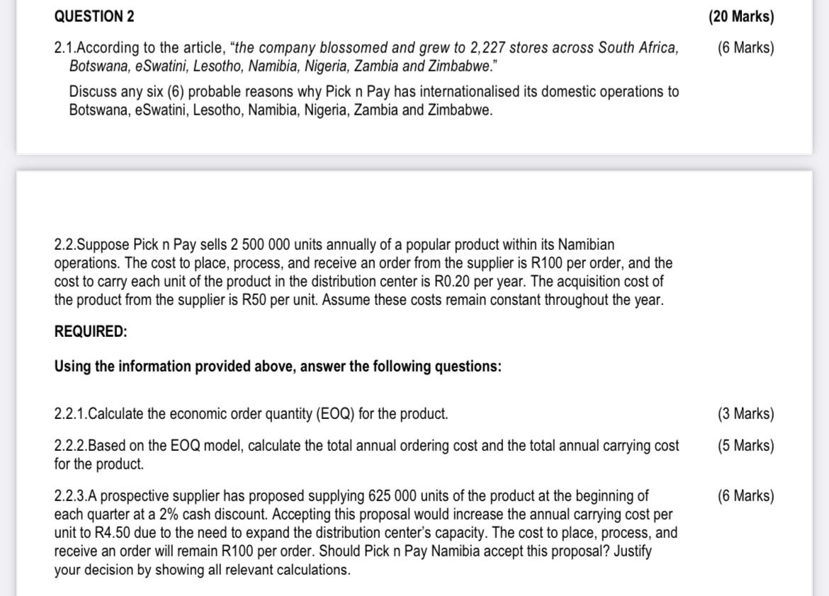 Solved QUESTION 2(20 ﻿Marks)2.1.According to the article, | Chegg.com