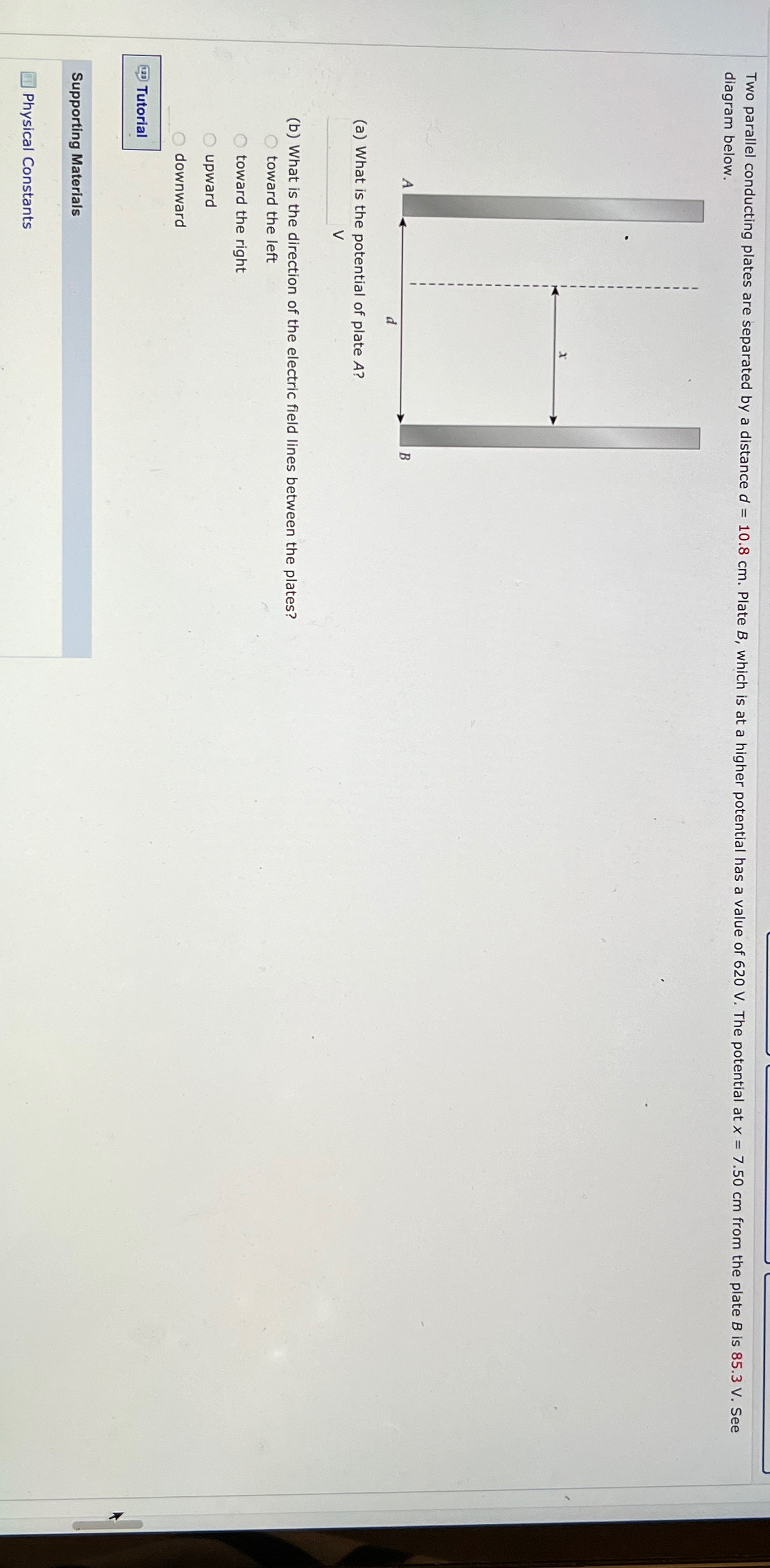 Solved diagram below.(a) ﻿What is the potential of plate | Chegg.com