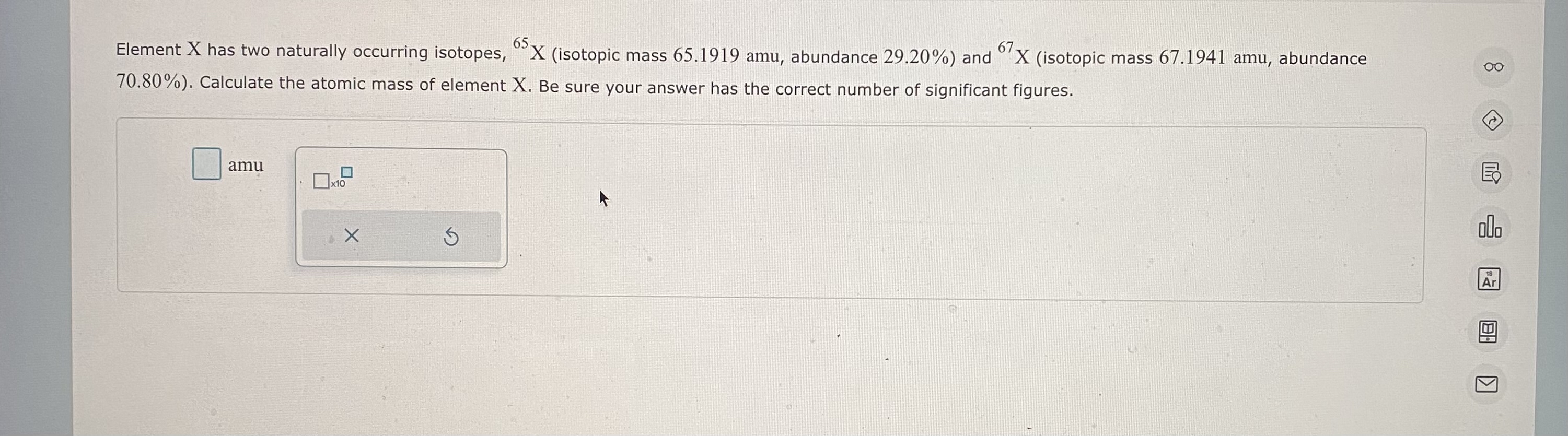 Element X has two naturally occurring isotopes, | Chegg.com
