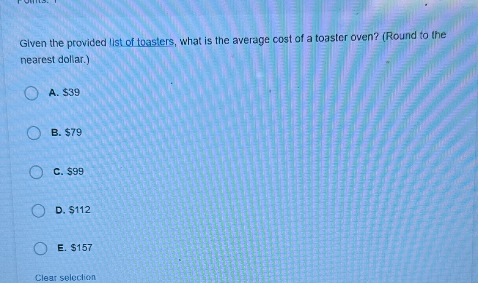 Solved Given the provided list of toasters, what is the | Chegg.com