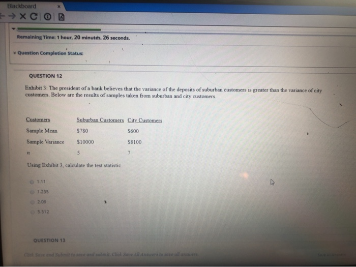 Solved Blackboard * -> XC OD Remaining Time: 1 hour, 20 | Chegg.com