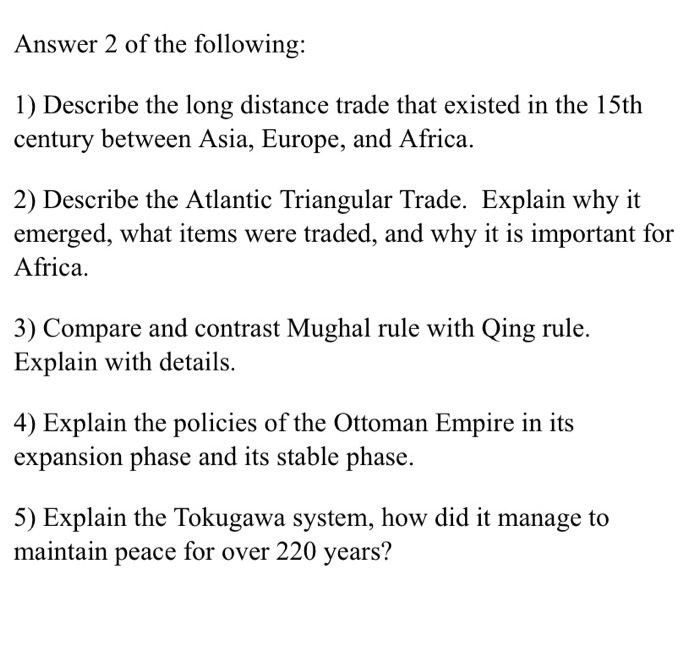 Solved Answer 2 of the following: 1) Describe the long | Chegg.com