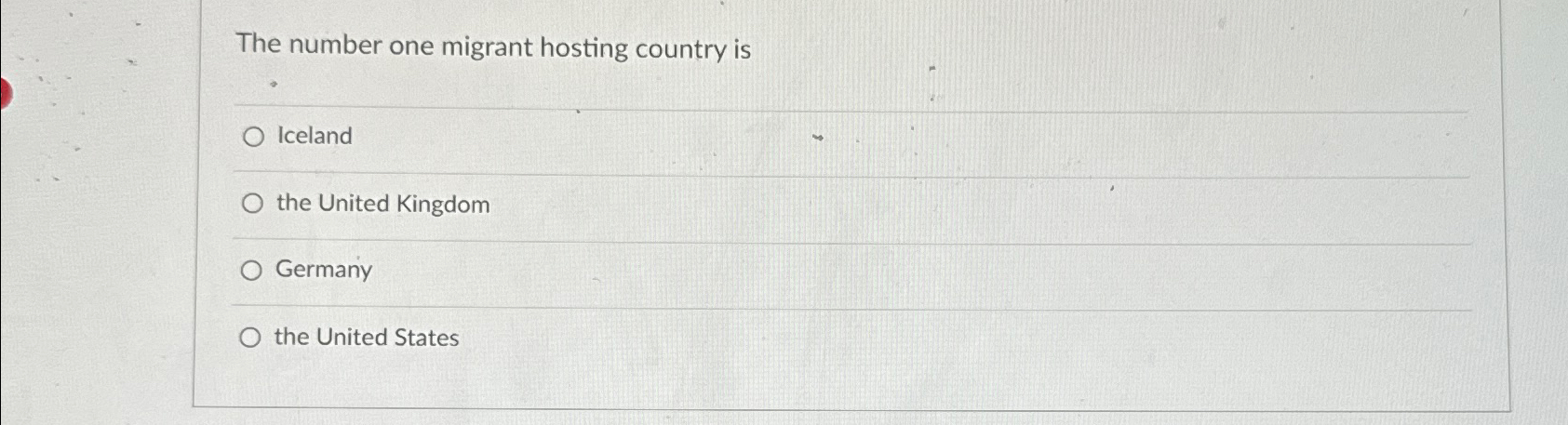 Solved The number one migrant hosting country isIcelandthe | Chegg.com